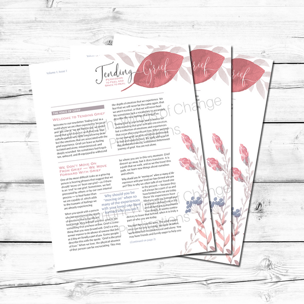Bereavement/Aftercare Newsletter Hospice, Funeral Homes: Tending Grief ...