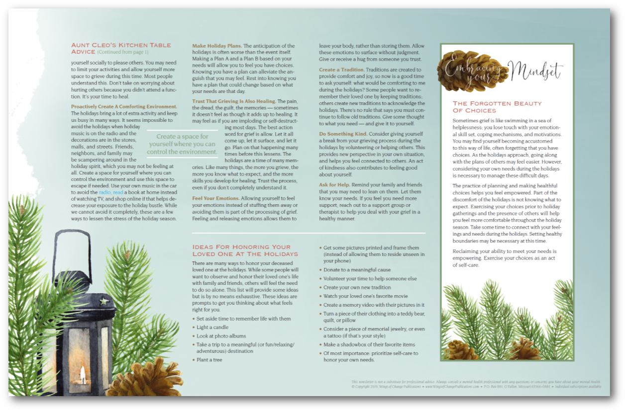 Bereavement Holiday Newsletter for Hospice, Funeral Homes: Tending ...