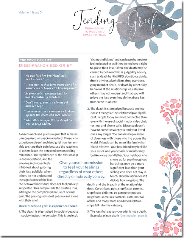 Bereavement Newsletter for Hospice, Funeral Homes: Tending Grief ...
